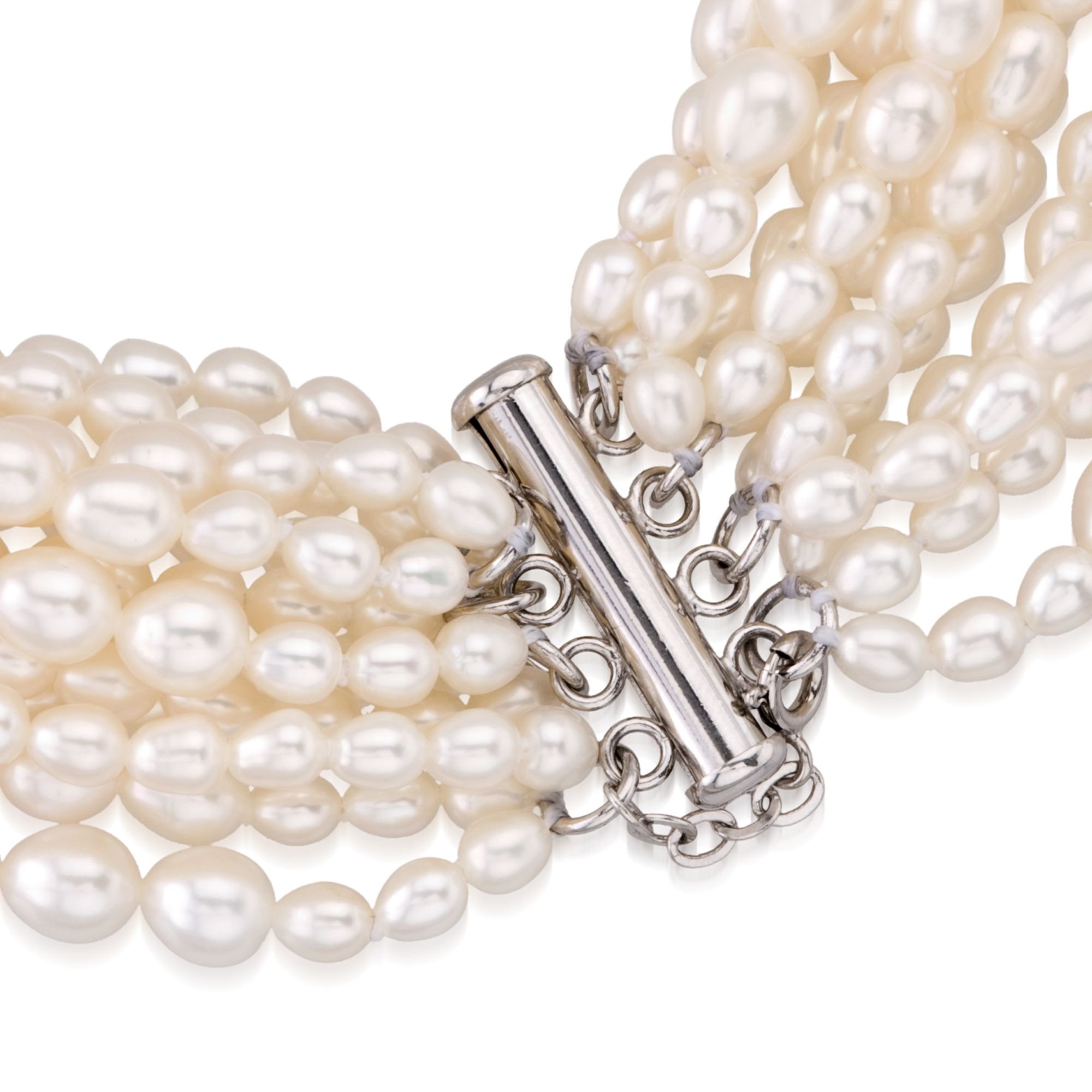 Ross-Simons 4-9mm Cultured Pearl Multi-Strand Necklace With Sterling Silver. 18 inches