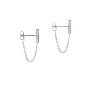 minimalist bar earrings with chain dangle earrings 925 sterling silver stud earrings