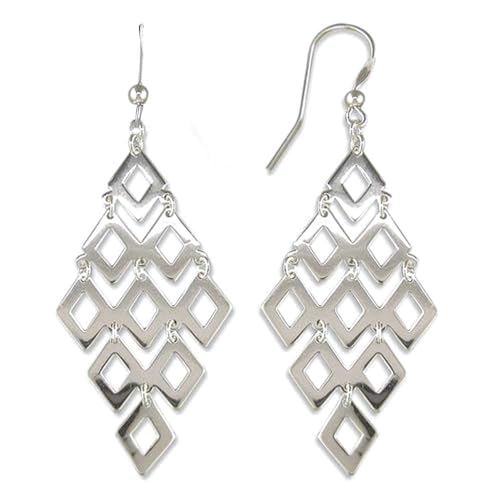 LeCalla 925 Sterling Silver Chandelier Dangle Earrings for Women Long Jewelry Diamond Shape Drop Earring for Women