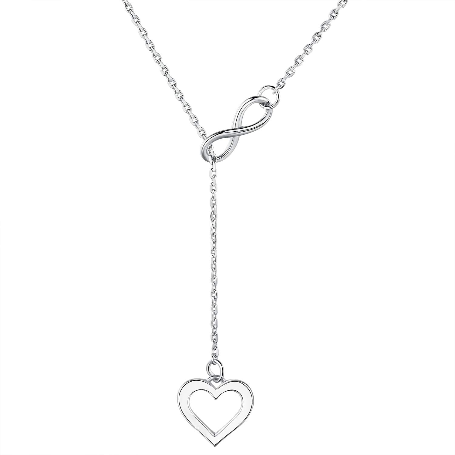 AM ANNIS MUNN Infinite Heart Necklace - 925 Sterling Silver Heart Necklaces for Women Gifts for Wife Women on Birthday Womens Jewelry Necklace