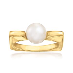 ross-simons italian 8mm cultured pearl square ring in 22kt gold over sterling. size 8