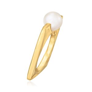 Ross-Simons Italian 8mm Cultured Pearl Square Ring in 22kt Gold Over Sterling. Size 8