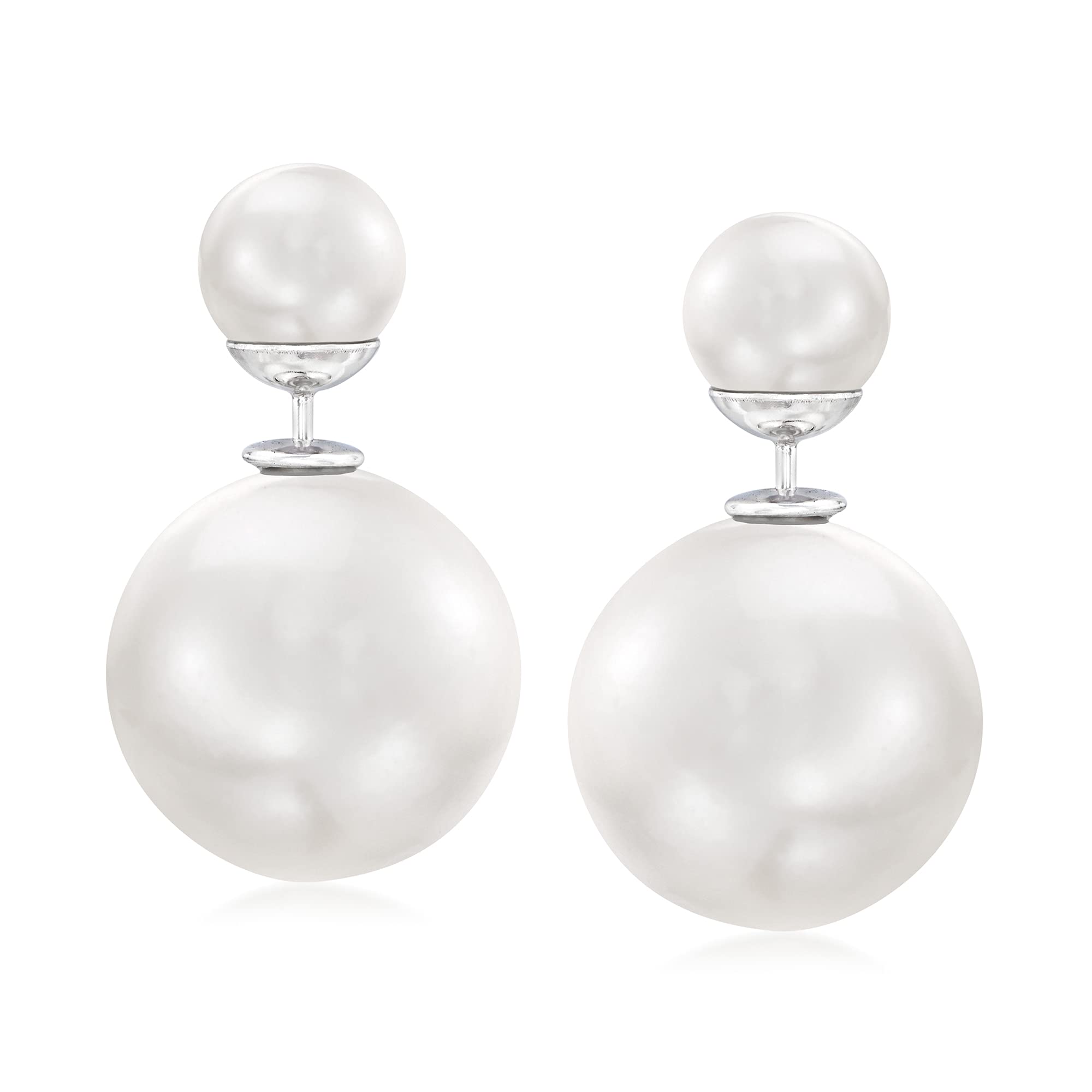 Ross-Simons 8-16mm Shell Pearl Front-Back Earrings in Sterling Silver