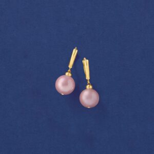 Ross-Simons 11.5-12.5mm Pink Cultured Pearl Drop Earrings in 14kt Yellow Gold