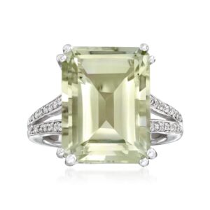 ross-simons 11.00 carat prasiolite and .10 ct. t.w. white topaz ring in sterling silver. size 6