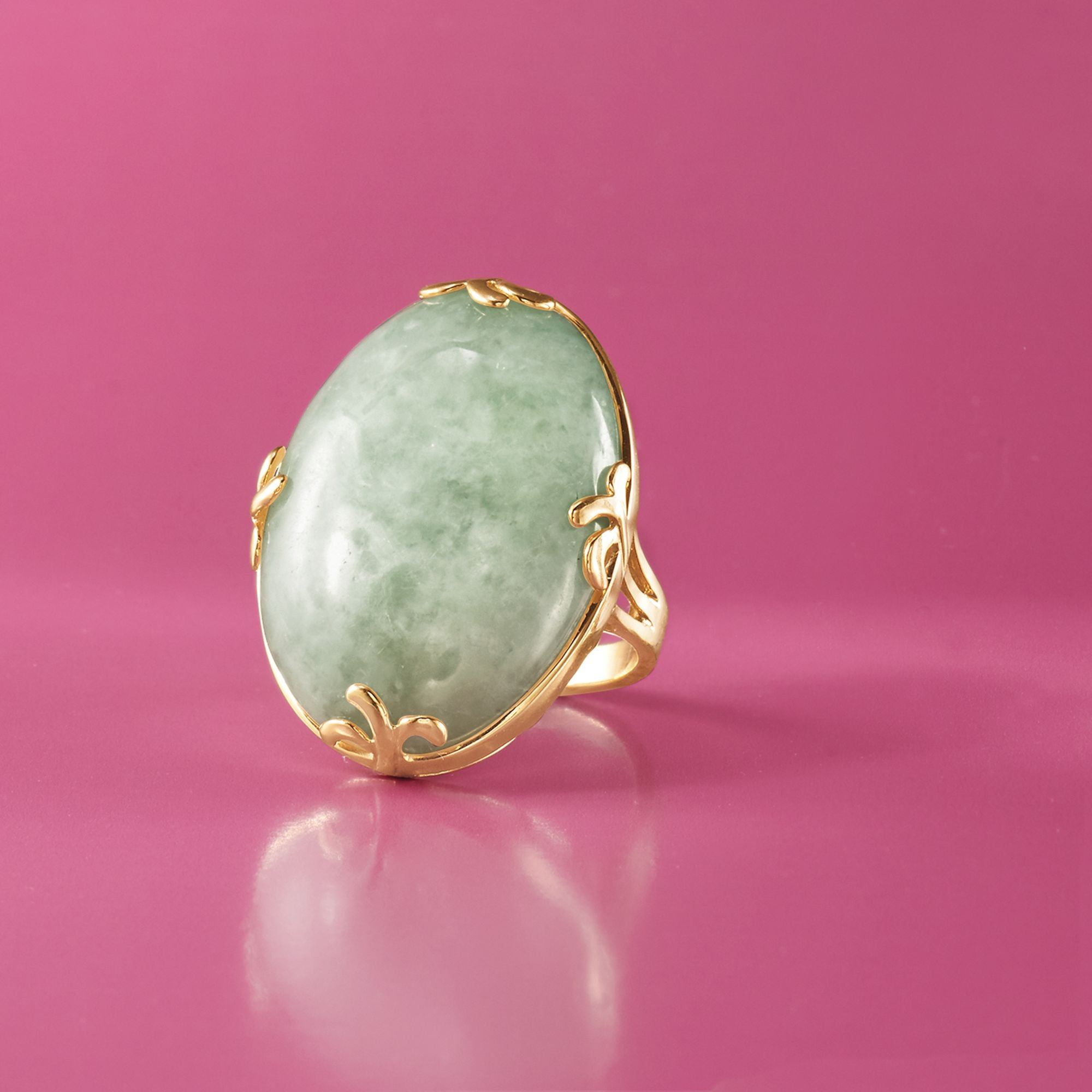 Ross-Simons Jade Ring in 18kt Gold Over Sterling