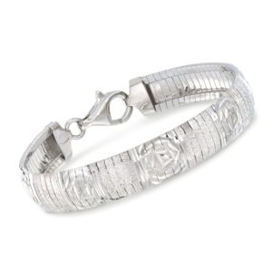 ross-simons italian sterling silver diamond-cut omega bracelet. 7 inches