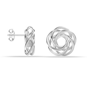 lecalla 925 sterling silver love knot stud earrings jewelry italian design classic twisted wire love knot earring for women - 15mm