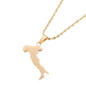 stainless steel italy map pendant necklaces italian maps jewelry gifts (gold color)