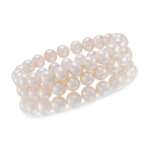 ross-simons 9.5-10.5mm cultured pearl jewelry set: 3 stretch bracelets