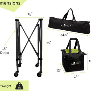 Morvat Heavy-Duty Pro Tennis Ball Cart 2.0, Holds 165 Tennis Balls- Premium Practice Hopper, Pickleball, Compact & Lightweight, Cell Phone Zipper Pocket, Easy Bag Removal- 3 Balls & Carry Bag Included