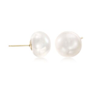 ross-simons 14-15mm cultured pearl stud earrings in 14kt yellow gold