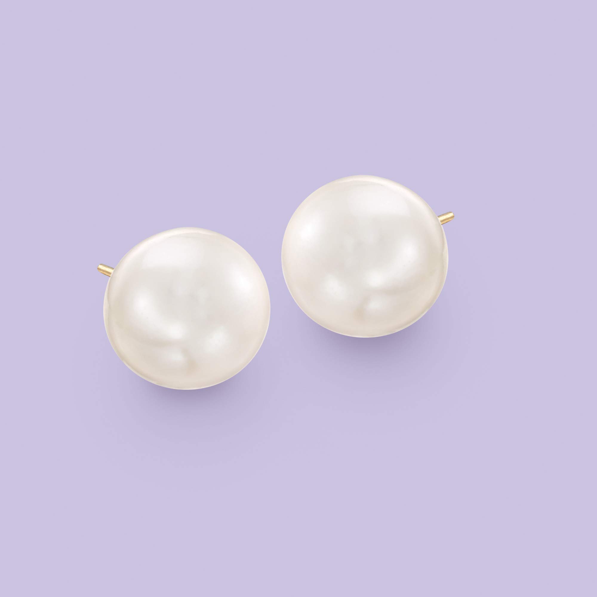 Ross-Simons 14-15mm Cultured Pearl Stud Earrings in 14kt Yellow Gold