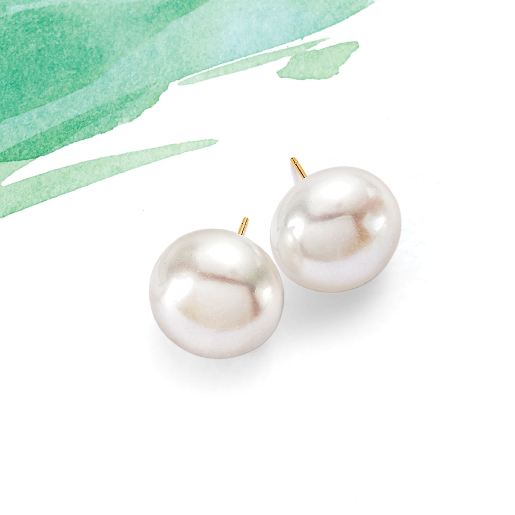 Ross-Simons 14-15mm Cultured Pearl Stud Earrings in 14kt Yellow Gold