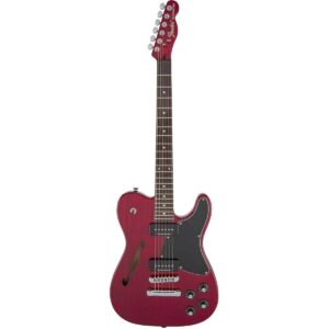 fender jim adkins ja-90 thinline telecaster electric guitar, with 2-year warranty, crimson red transparent, laurel fingerboard