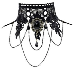 iwensheng halloween costumes jewelry for women - steampunk black lace choker necklace gothic jewelry accessories, vampire choker necklace costume for teen girls