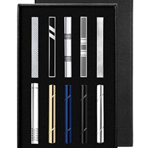 YADOCA Tie Clips for Men Tie Bar Clip Black Silver-Tone Gold-Tone for Wedding Business with Gift Box