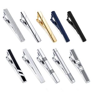 YADOCA Tie Clips for Men Tie Bar Clip Black Silver-Tone Gold-Tone for Wedding Business with Gift Box