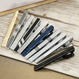 YADOCA Tie Clips for Men Tie Bar Clip Black Silver-Tone Gold-Tone for Wedding Business with Gift Box