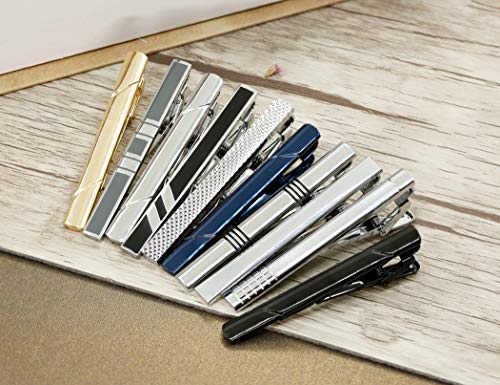 YADOCA Tie Clips for Men Tie Bar Clip Black Silver-Tone Gold-Tone for Wedding Business with Gift Box