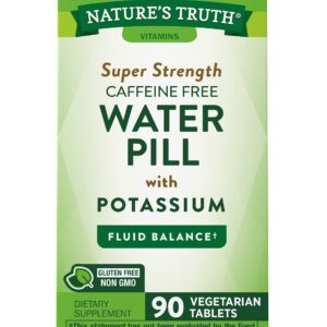 Nature's Truth Super Strength Water Pill with Potassium | 90 Count | Caffeine Free | Vegetarian, Non-GMO, Gluten Free