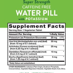 Nature's Truth Super Strength Water Pill with Potassium | 90 Count | Caffeine Free | Vegetarian, Non-GMO, Gluten Free