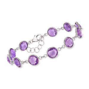 ross-simons 16.00 ct. t.w. amethyst bracelet in sterling silver. 7.5 inches