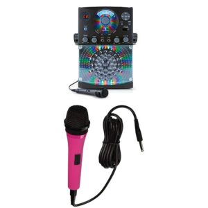 singing machine karaoke sml385btbk (black) bundle with pink microphone