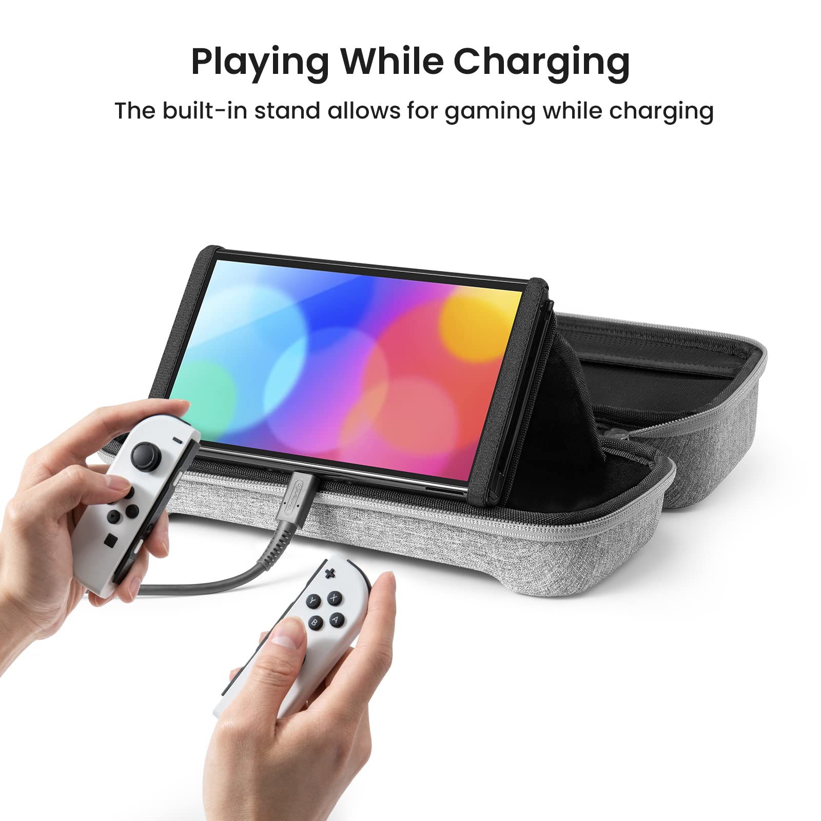 tomtoc Carrying Case for Nintendo Switch/OLED Model, Large Travel Switch Case with Pocket for Pro Controller, Joy con Grip or AC Adapter, Protective Portable Carry Case with 24 Game Cartridges