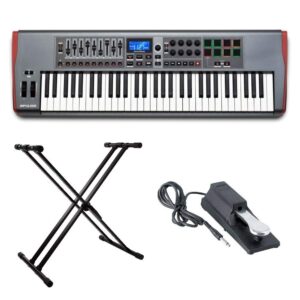 novation ams-impulse-61 impulse 61 keyboard bundle with sustain pedal and adjustable keyboard stand (3 items)