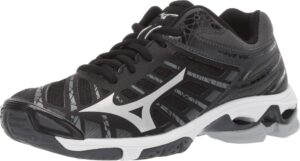 mizuno women's wave voltage volleyball shoe, blacksilver, 7 b us