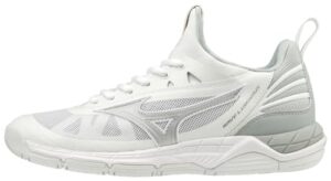 mizuno women's wave luminous volleyball shoe, white-silver, 9 b us