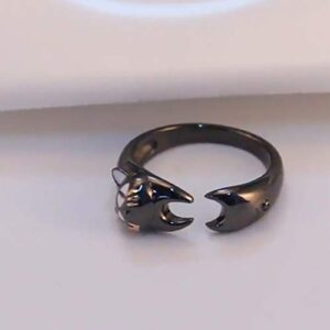 Ginger Lyne Collection Ginny Cat Kitty Wrap Black over 925 Sterling Silver Ring