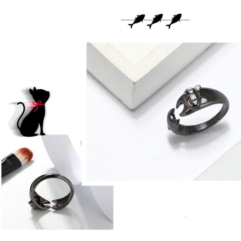 Ginger Lyne Collection Ginny Cat Kitty Wrap Black over 925 Sterling Silver Ring