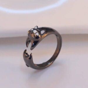 Ginger Lyne Collection Ginny Cat Kitty Wrap Black over 925 Sterling Silver Ring