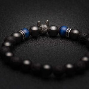 Karseer Diffuser Bracelets, Dog Lover Natural Magnetic Hematite and Lava Rock Energy Balance French Bulldog Theme Anxiety Healing Bracelet Aromatherapy Diffuser Bracelet for Women and Men