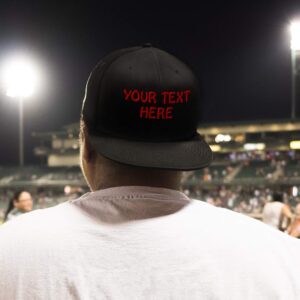 Snapback Hats for Men & Women Custom Personalized Text Acrylic Flat Bill Baseball Cap Snapback Dark Grey One Size