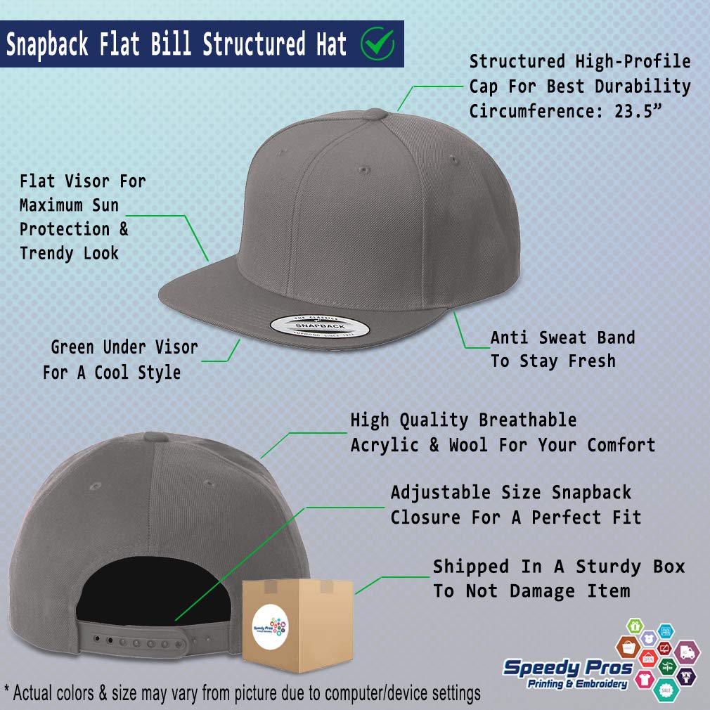 Snapback Hats for Men & Women Custom Personalized Text Acrylic Flat Bill Baseball Cap Snapback Dark Grey One Size