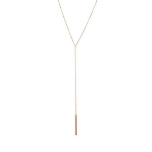 s.j jewelry womens handmade cz simple delicate 14k gold plated/rose gold plated/silver plated lariat simple baton adjustable y necklace-y-baton-rose