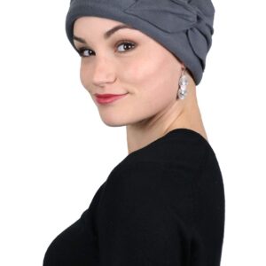 Womens Hat Fleece Beanie Cloche Cancer Headwear Chemo Ladies Winter Head Coverings Butterfly (Grey)