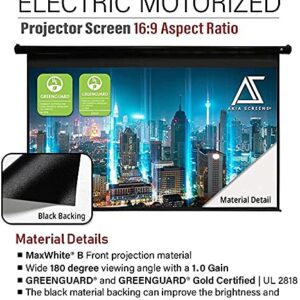 Akia Screens 110 inch Motorized Electric Remote Controlled Drop Down Projector Screen 16:9 8K 4K HD 3D Retractable Ceiling Wall Mount Black Projection Screen Office Home Theater Movie AK-MOTORIZE110H1