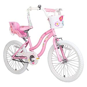 coewske kid's bike steel frame children bicycle little princess style 18 inch with training wheel (pink, 18 inch)