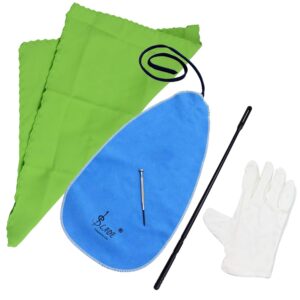 asnomy 5pcs flute cleaning kit set with cleaning cloth stick screwdriver gloves,1 large cleaning cloth