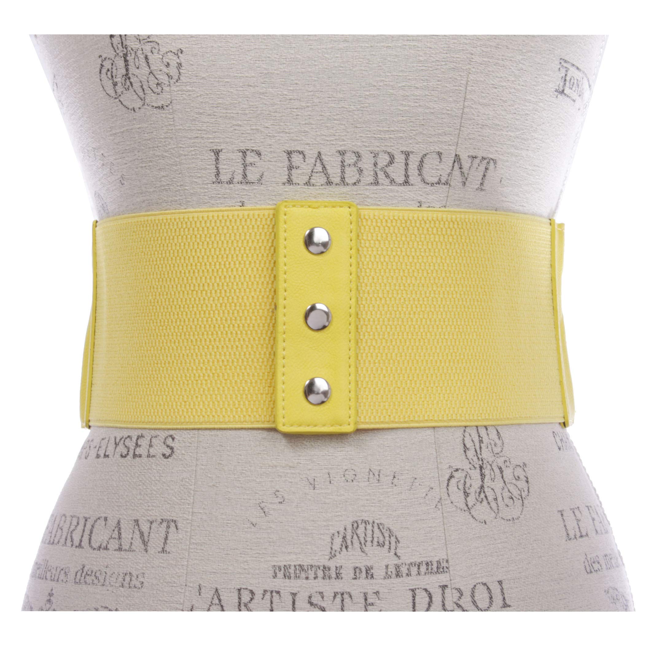 4" Women's High Waist Non Leather Fashion Wide Braided Stretch Belt, Yellow | l/xl: 37"-40"