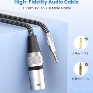 tisino 3.5mm to XLR Cable Unbalanced Mini Jack 1/8 inch to XLR Male Adapter Microphone Cord- 1.6ft/50cm