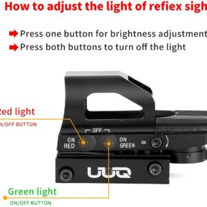 UUQ 3-9X32EG Tactical Rifle Scope Illuminated Red & Green Range Finder Reticle W/Reflex Sight & Green Laser Sight