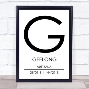 the card zoo geelong australia coordinates world city travel quote wall art print