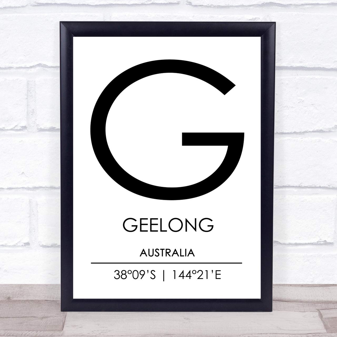 The Card Zoo Geelong Australia Coordinates World City Travel Quote Wall Art Print