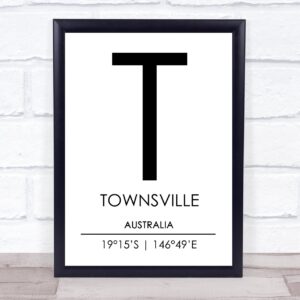 the card zoo townsville australia coordinates world city travel quote wall art print