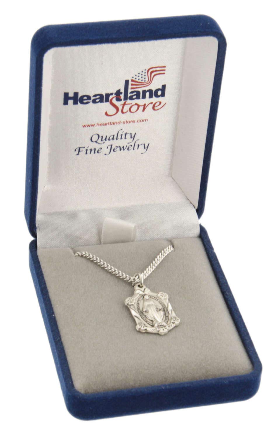 Heartland Store Women's Sterling Silver Miraculous Pendant with Flowers + 18 Inch 1.8mm Sterling Silver Chain & Clasp